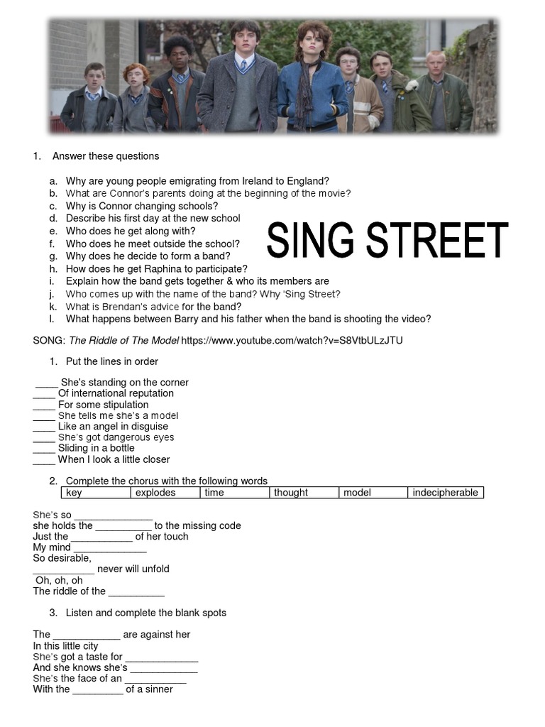 Sing Street Movie WORKSHEET | PDF