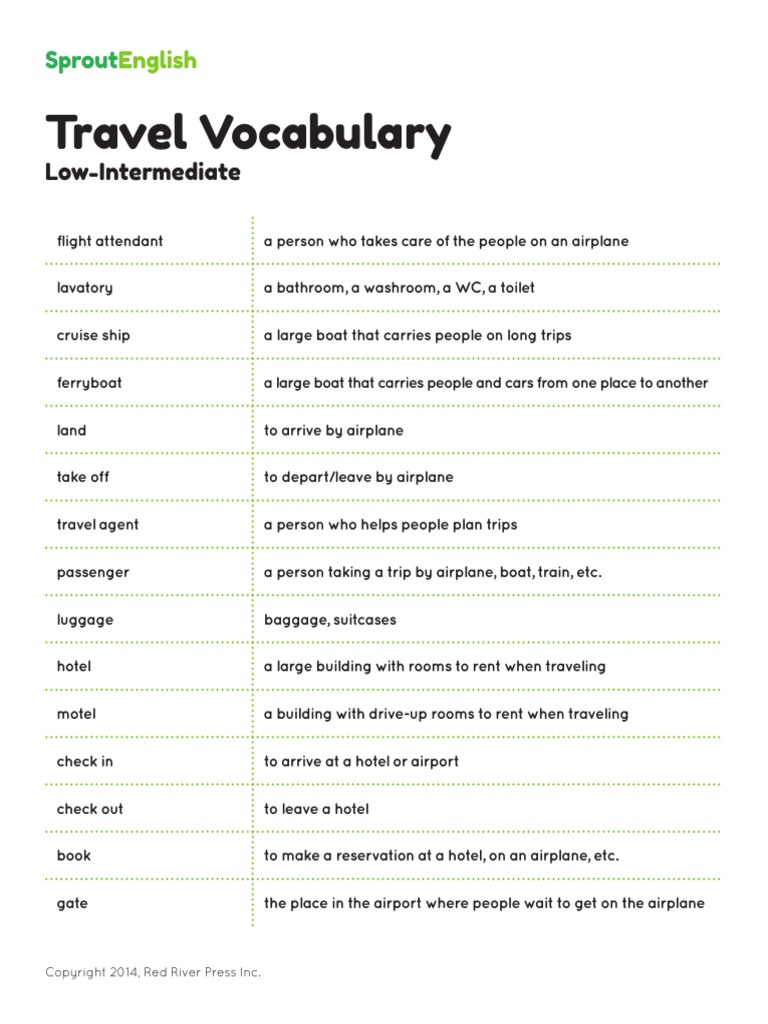 Travel Vocabulary PDF | PDF