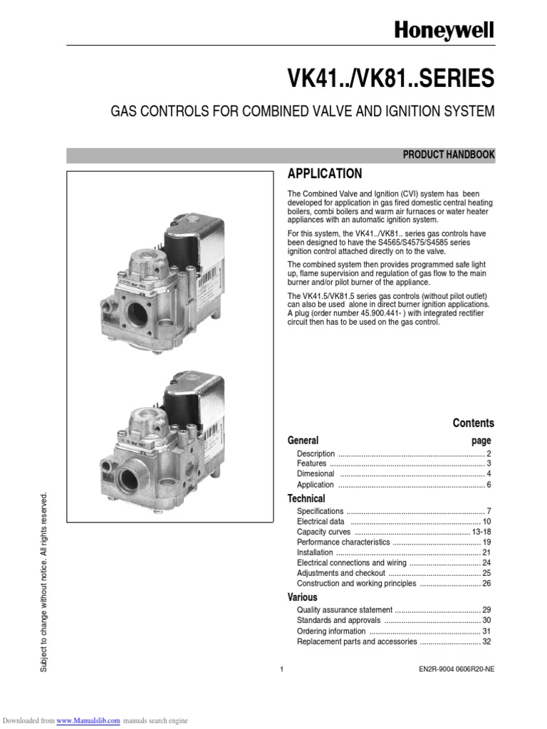 VK41../VK81..SERIES: Gas Controls For Combined Valve and Ignition ...