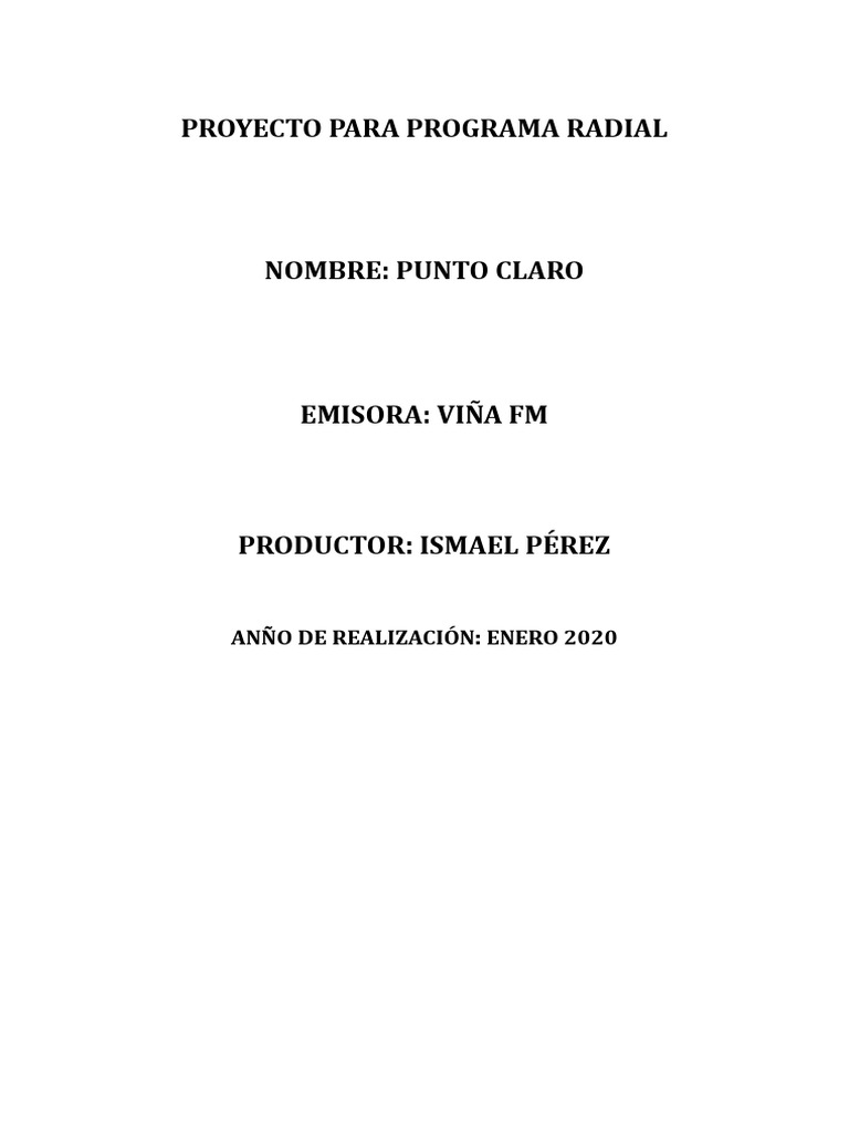 Esquema de Proyecto para Programa Radial | PDF