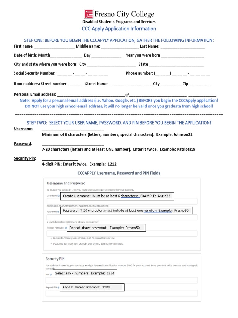 CCC Apply Application Information Sheet Fillable Pdffall 2020 ...