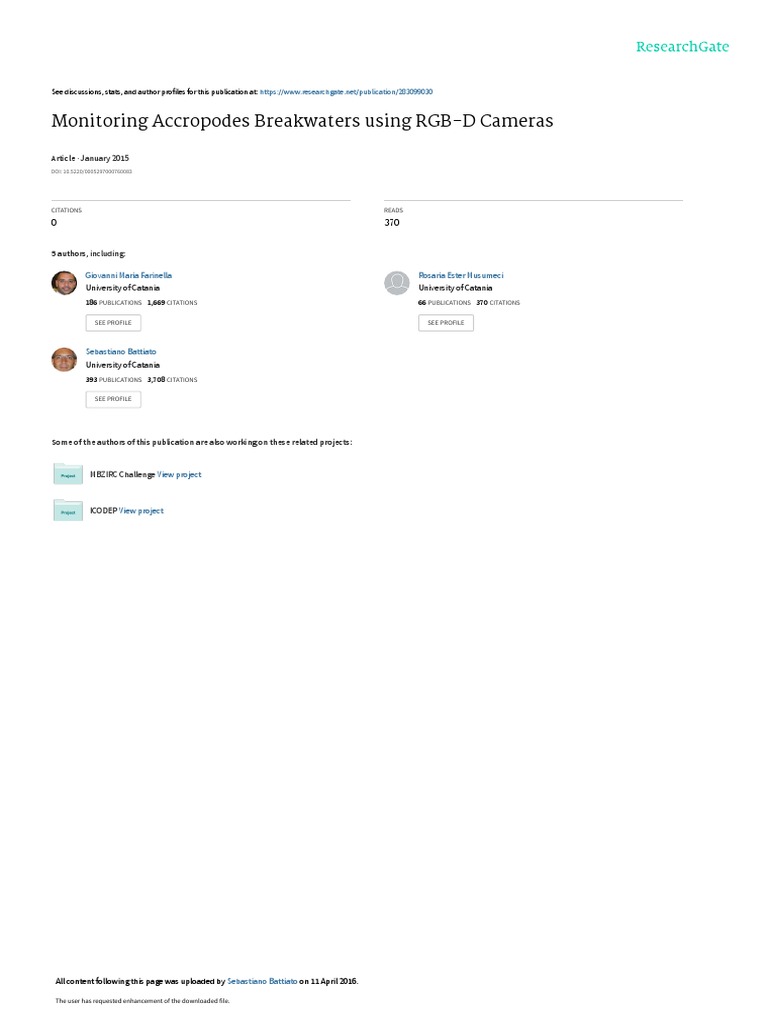 Monitoring Accropodes Breakwaters Using RGB-D Cameras: January 2015 | PDF | 3 D Computer ...