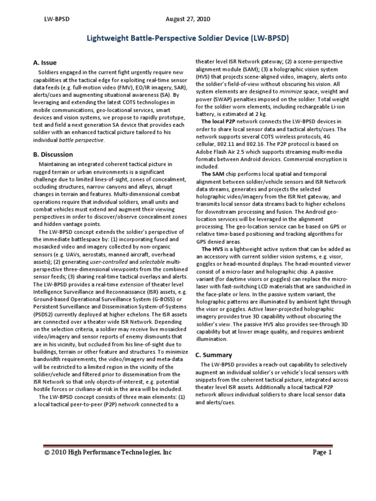 ISR-White Paper - LW-BPSD | PDF | Intelligence, Surveillance, Target ...