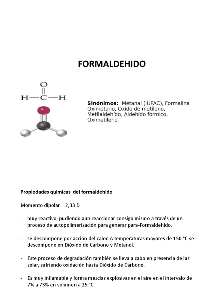 FORMALDEHIDO | PDF | Formaldehído | Metanol