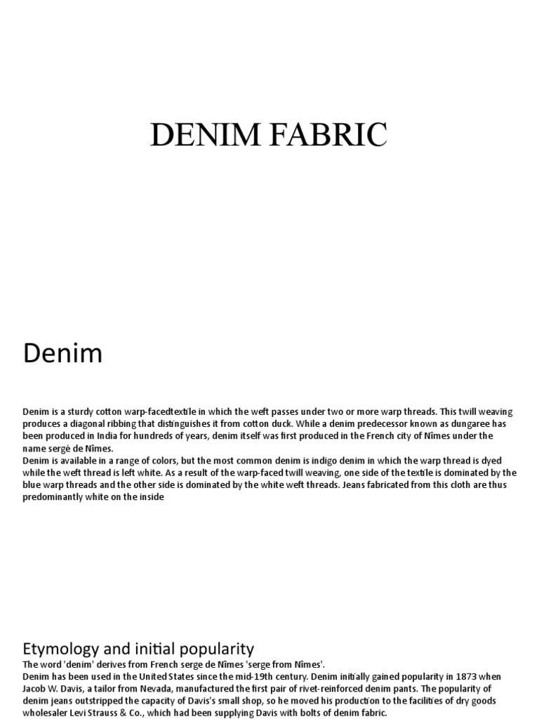 Denim Introduction | Download Free PDF | Textiles | Textile Arts