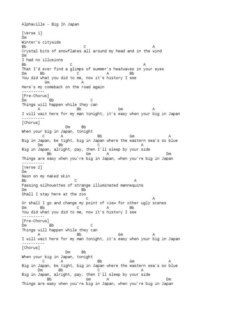 Alphaville - Big in Japan | PDF | Musical Compositions | Songs
