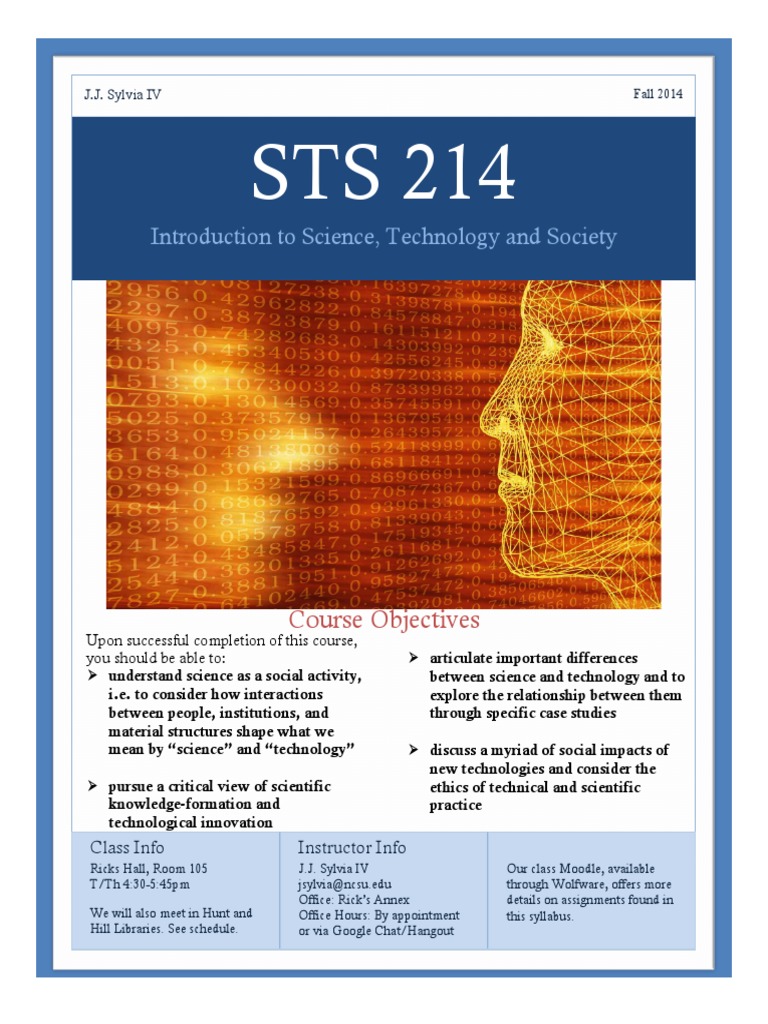Introduction To Science, Technology and Society: Course Objectives ...