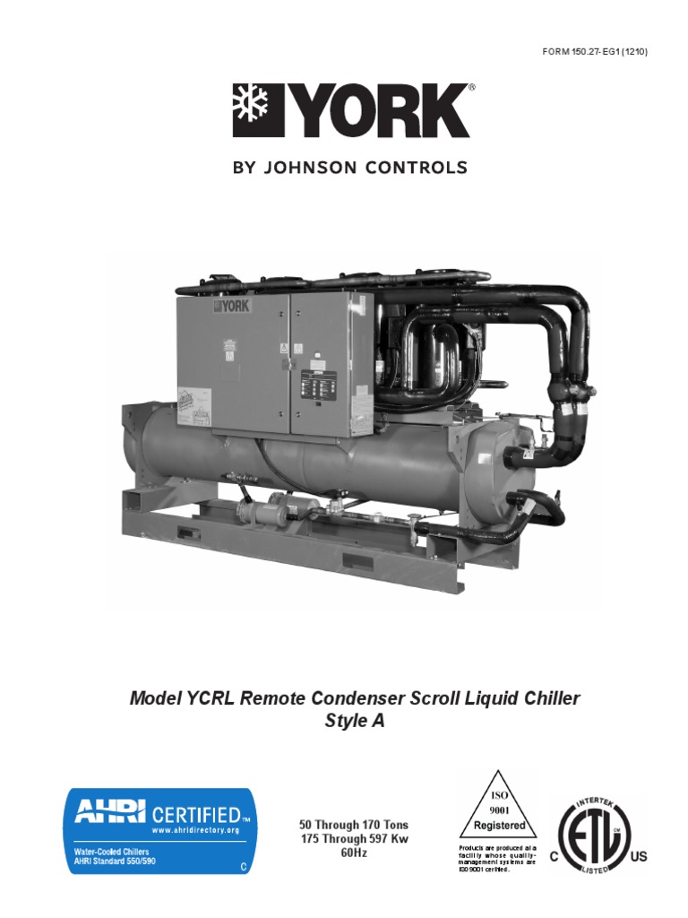 Nomenclature and Technical Specifications for Johnson Controls Model ...