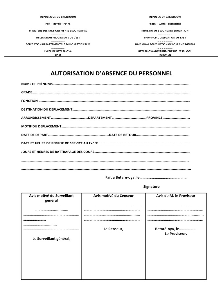 Autorisation D'absence | PDF