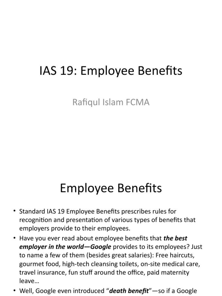 IAS 19 Employee Benefits | PDF | Defined Benefit Pension Plan | Pension