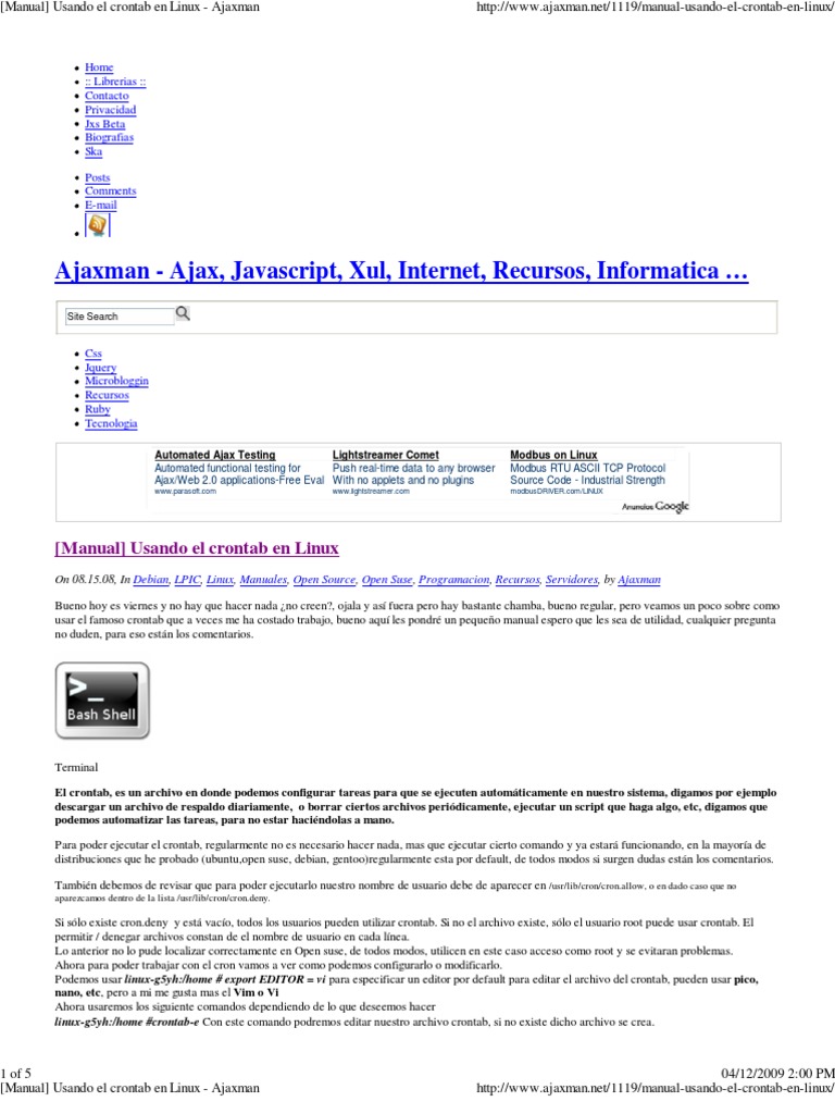 (Manual) Usando El Crontab .. | PDF | Desarrollo de software | Software
