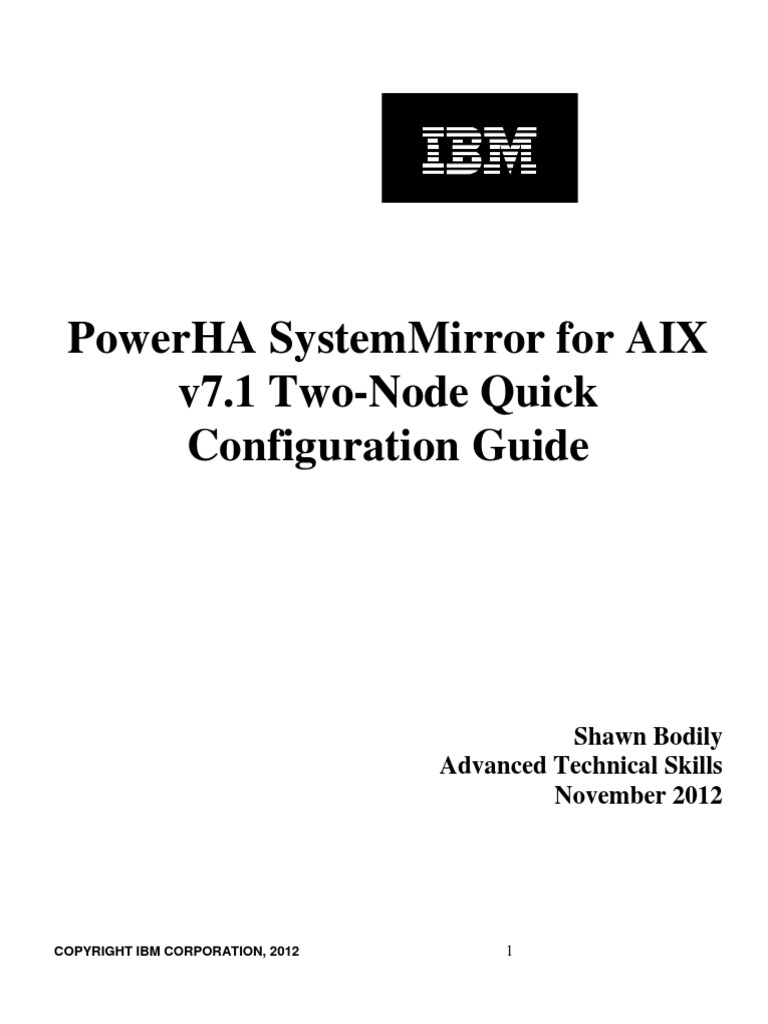 Powerha Systemmirror For Aix V7.1 Two-Node Quick Configuration Guide ...