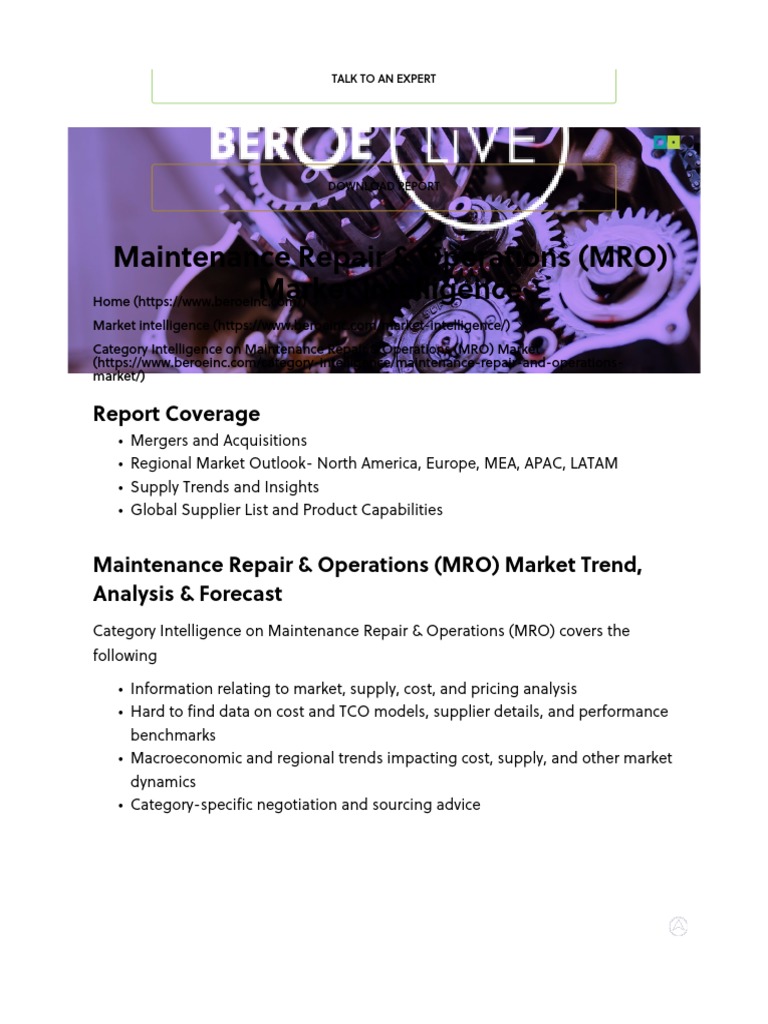 MRO Intelligence Report PDF | PDF | Supply Chain | Mining