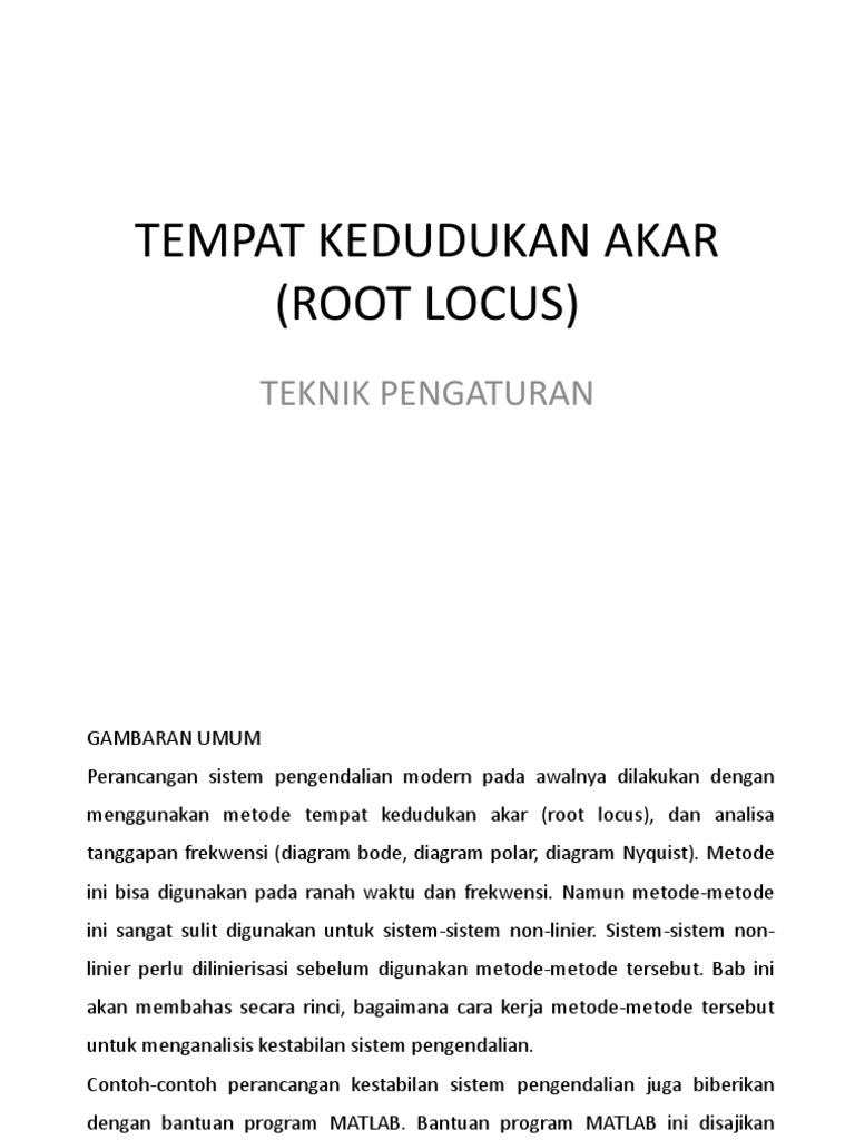 "Root Locus: Teknik Analisis Kestabilan" | PDF