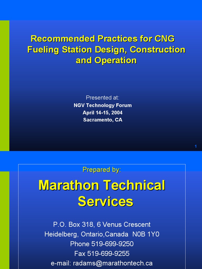 Recommended Practices For CNG Fueling Station Design, Construction and ...