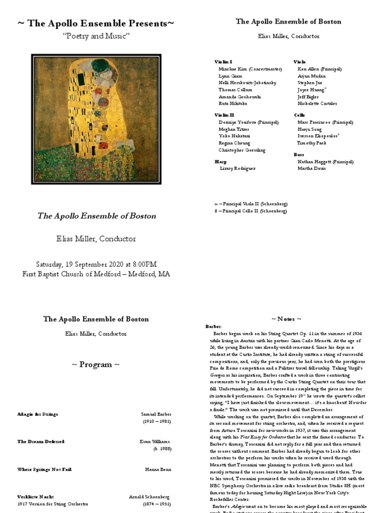 The Apollo Ensemble Presents : "Poetry and Music" | PDF | Orchestras ...