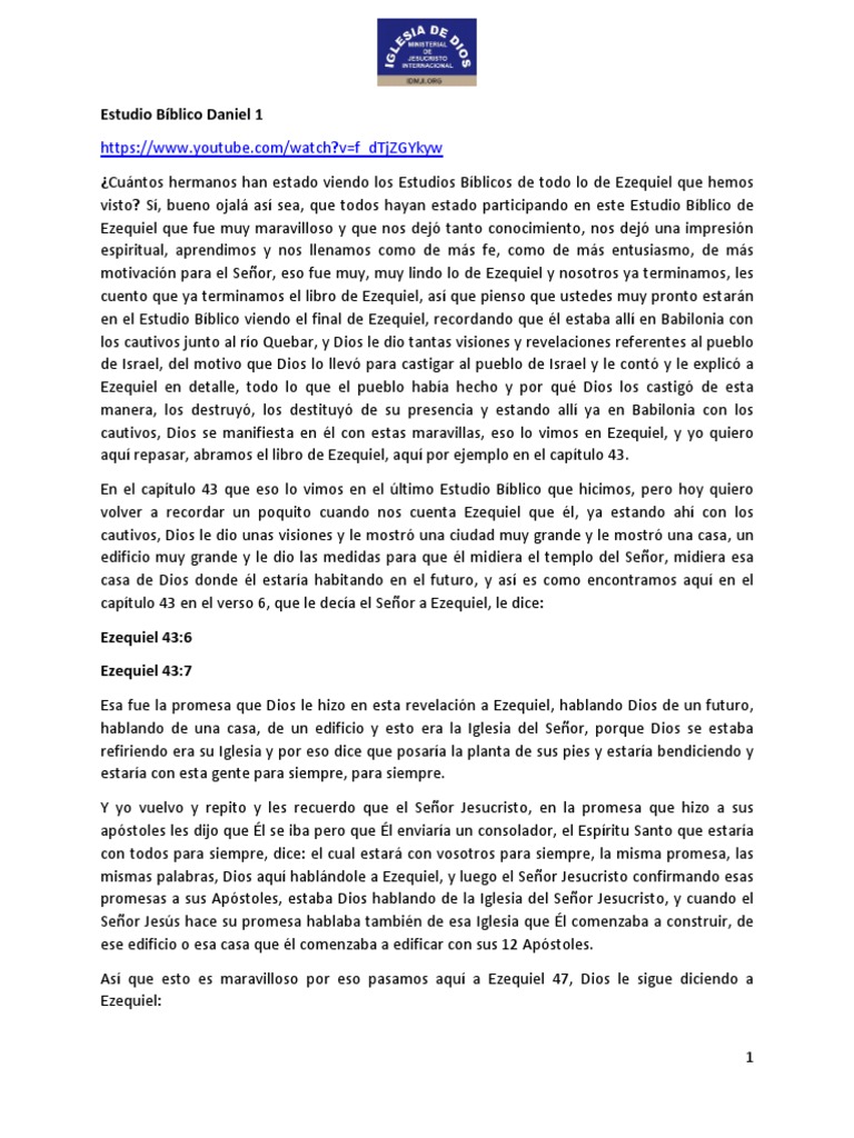 Daniel Capitulo 1 | PDF | Daniel (figura bíblica) | Ezequiel