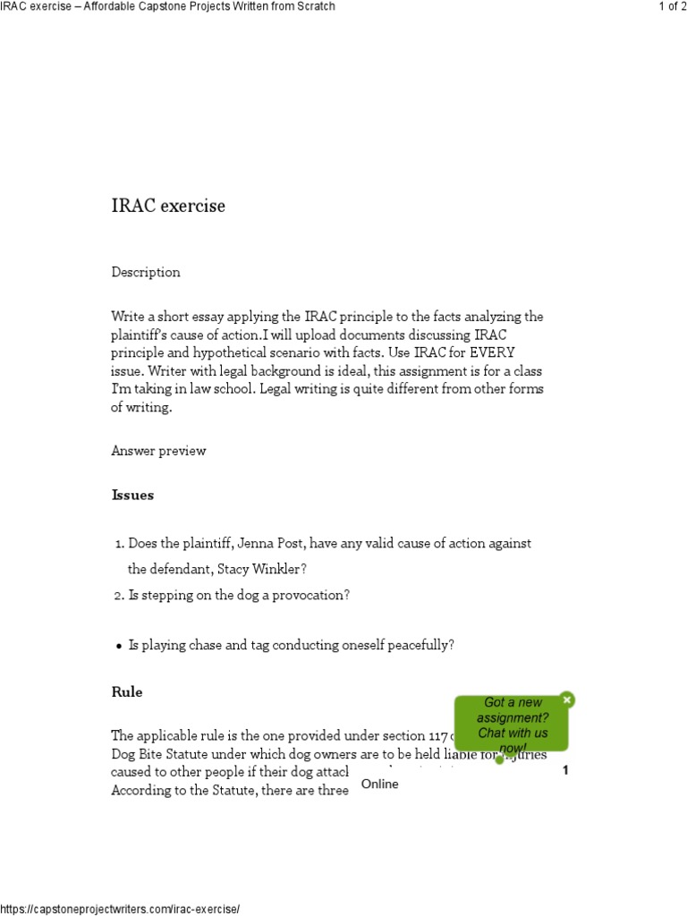 IRAC Exercise For Dog Bite | PDF | Negligence | Government Information
