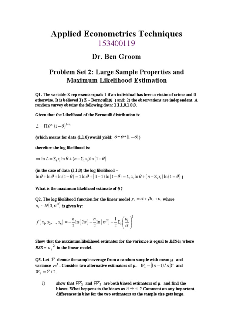 Maximum Likelihood Estimation Techniques: An Analysis of Parameter Estimation in Bernoulli and ...