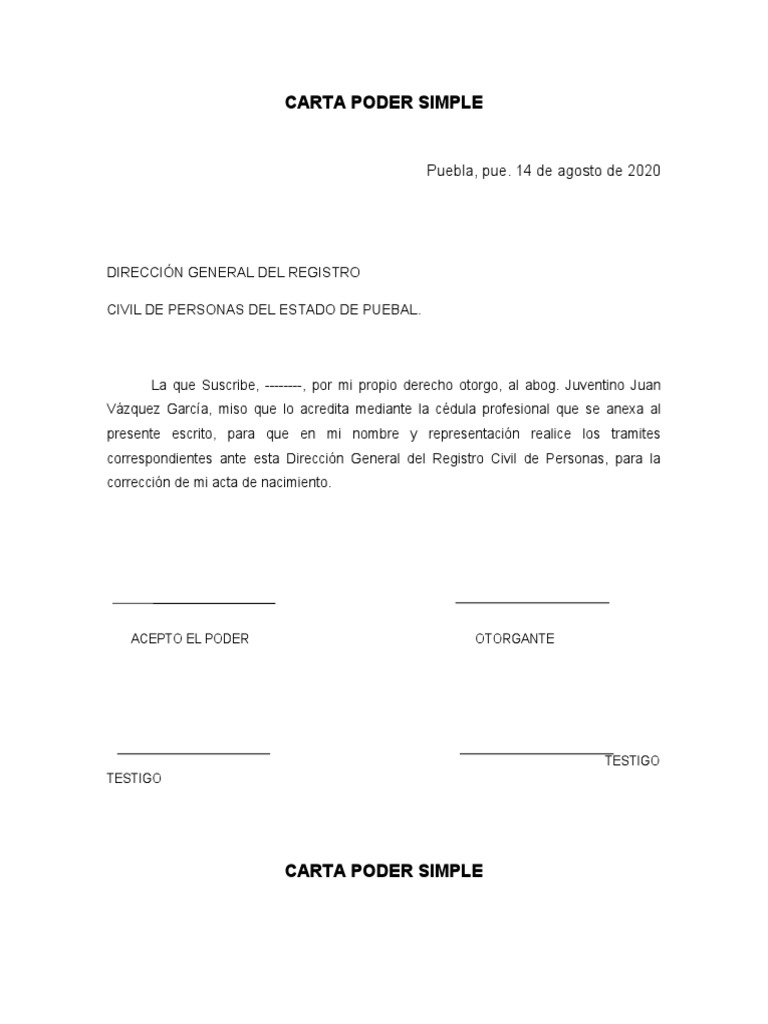 Carta Poder Simple | PDF