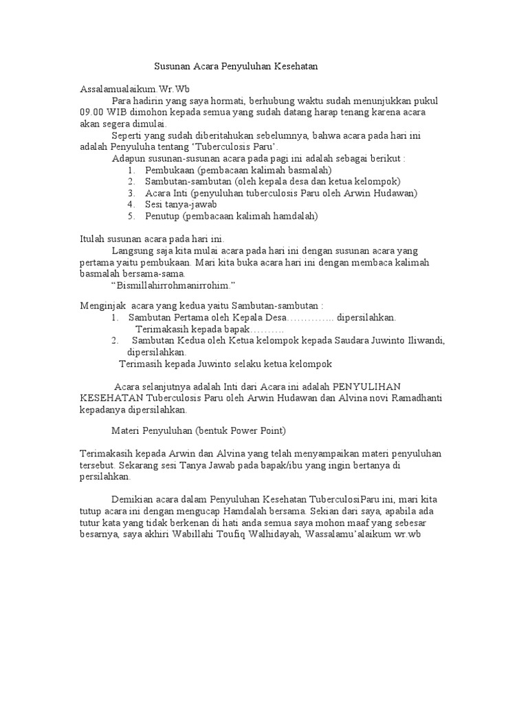 Susunan Acara Penyuluhan Kesehatan | PDF