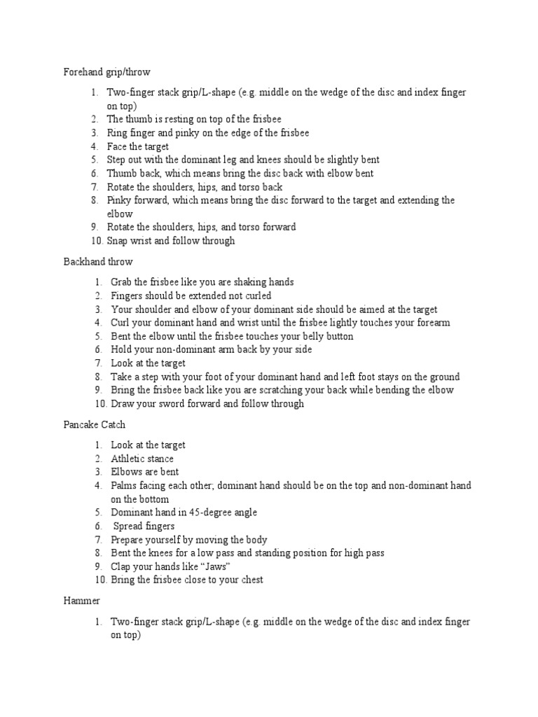 Ultimate Frisbee Throwing Techniques | PDF | Finger | Hand