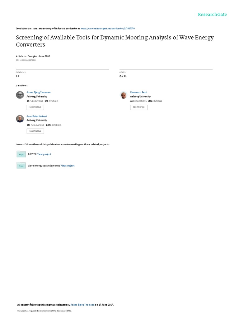Review of Mooring Analysis Software | PDF | Fluid Dynamics | Force