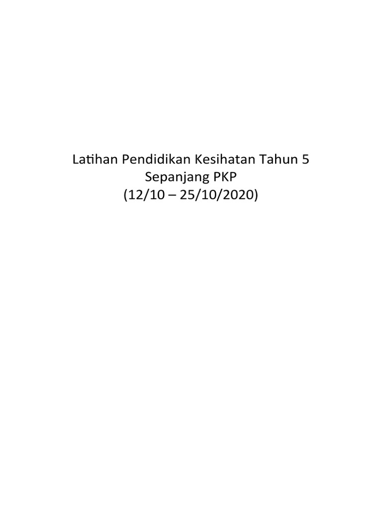 Latihan Pendidikan Kesihatan Tahun 5 | PDF