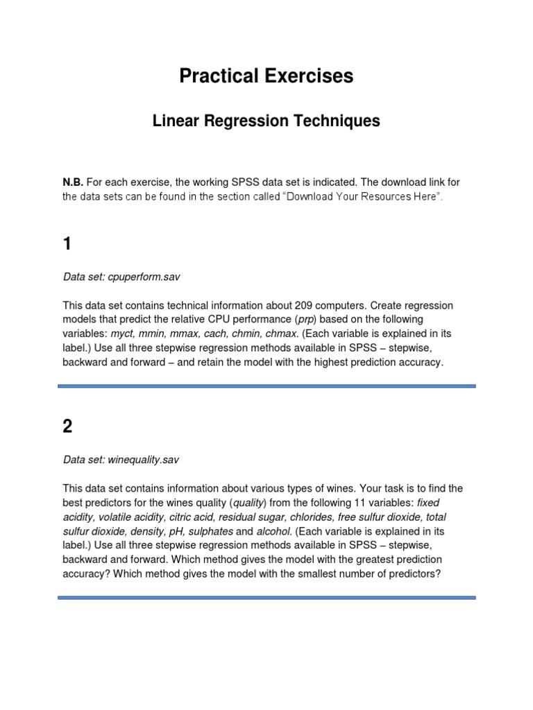 Stepwise Regression Exercises in SPSS | PDF | Dependent And Independent ...