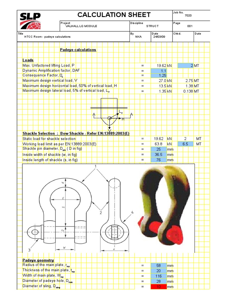 Pad Eye Calculations | PDF | Bending | Strength Of Materials