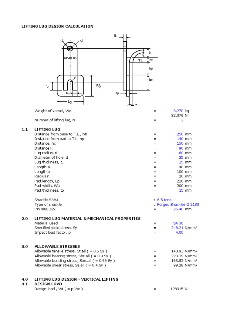 Lifting Lug | PDF | Stress (Mechanics) | Welding