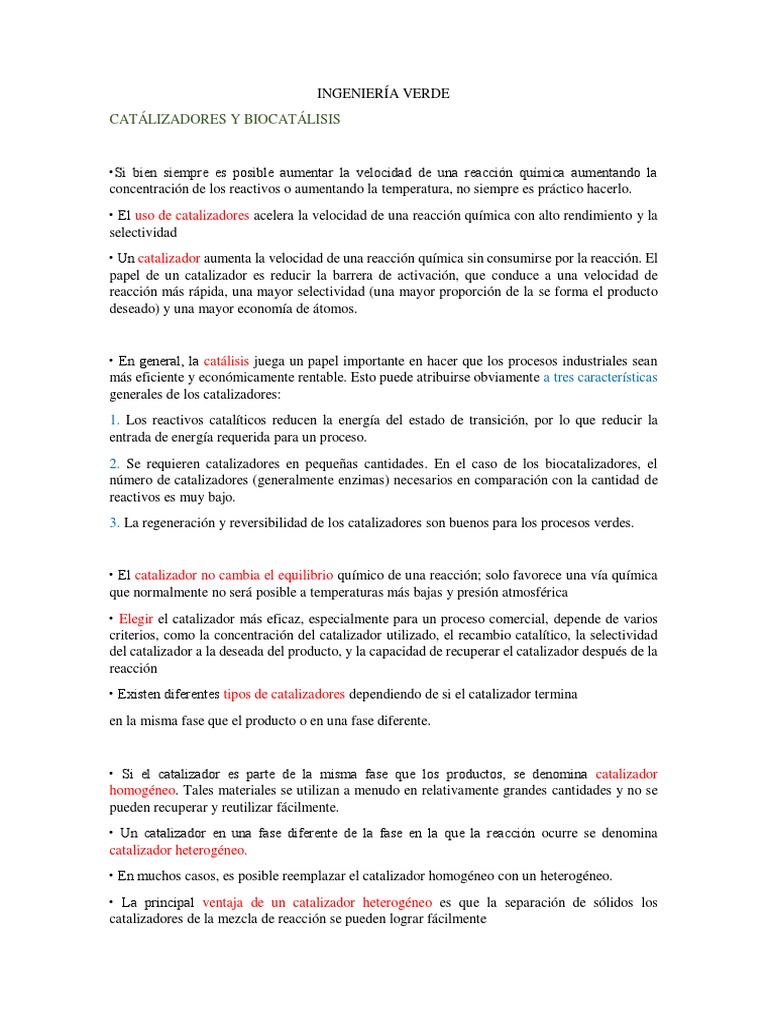 Catálizadores y Biocatálisis | PDF | Catálisis | Enzima
