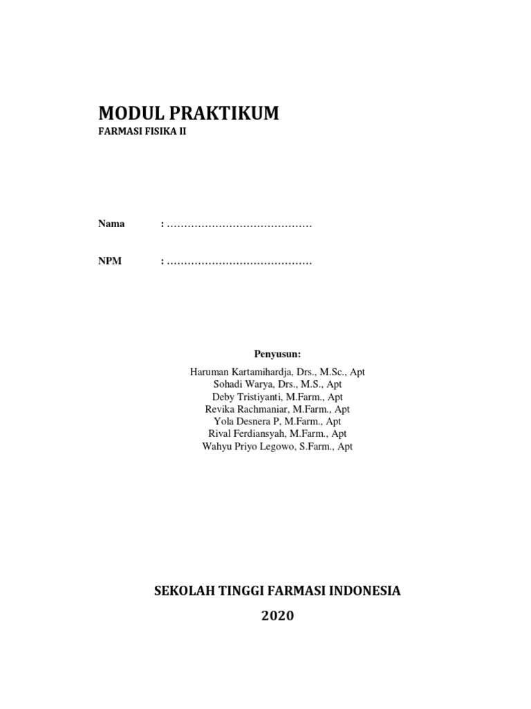 Modul Praktikum Farmasi Fisika PDF | PDF