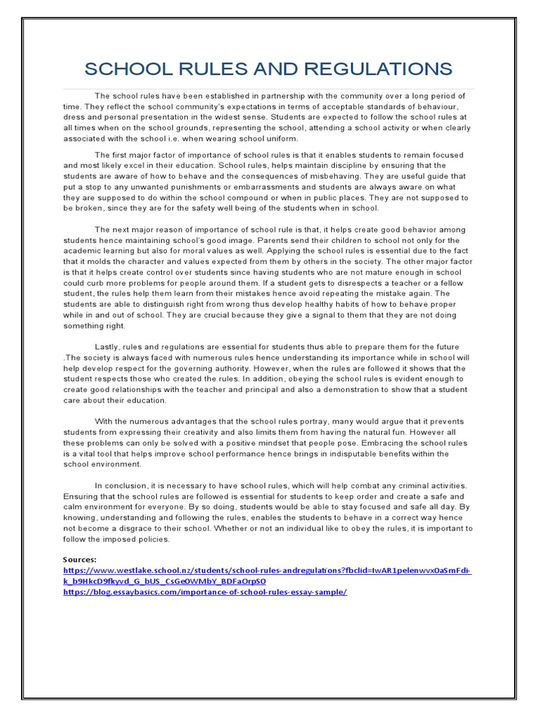 Importance of School Rules Explained | PDF | Value (Ethics) | Teachers