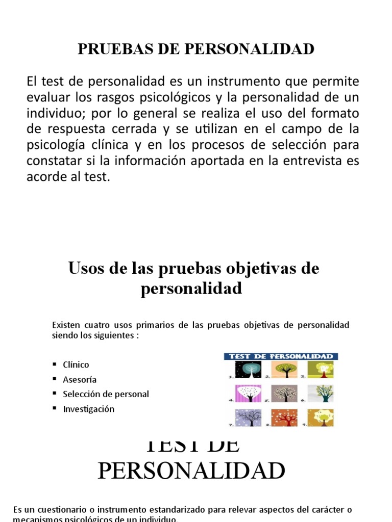 Diapositivas Pruebas de Personalidad | PDF | Cuestionario | Sicología