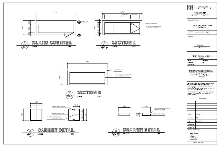 Island Counter Section A: Scale 1:50 Scale 1:50 | PDF | Furniture ...