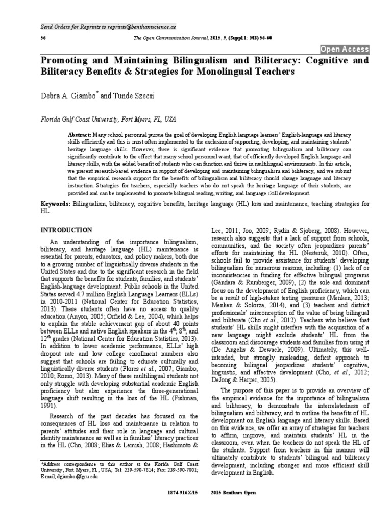 Benefits of Bilingualism | PDF | Multilingualism | Literacy