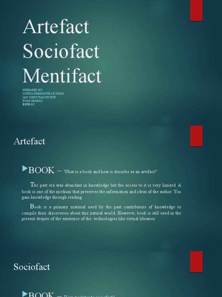 The Role of Books as Artefacts, Sociofacts, and Mentifacts | PDF ...