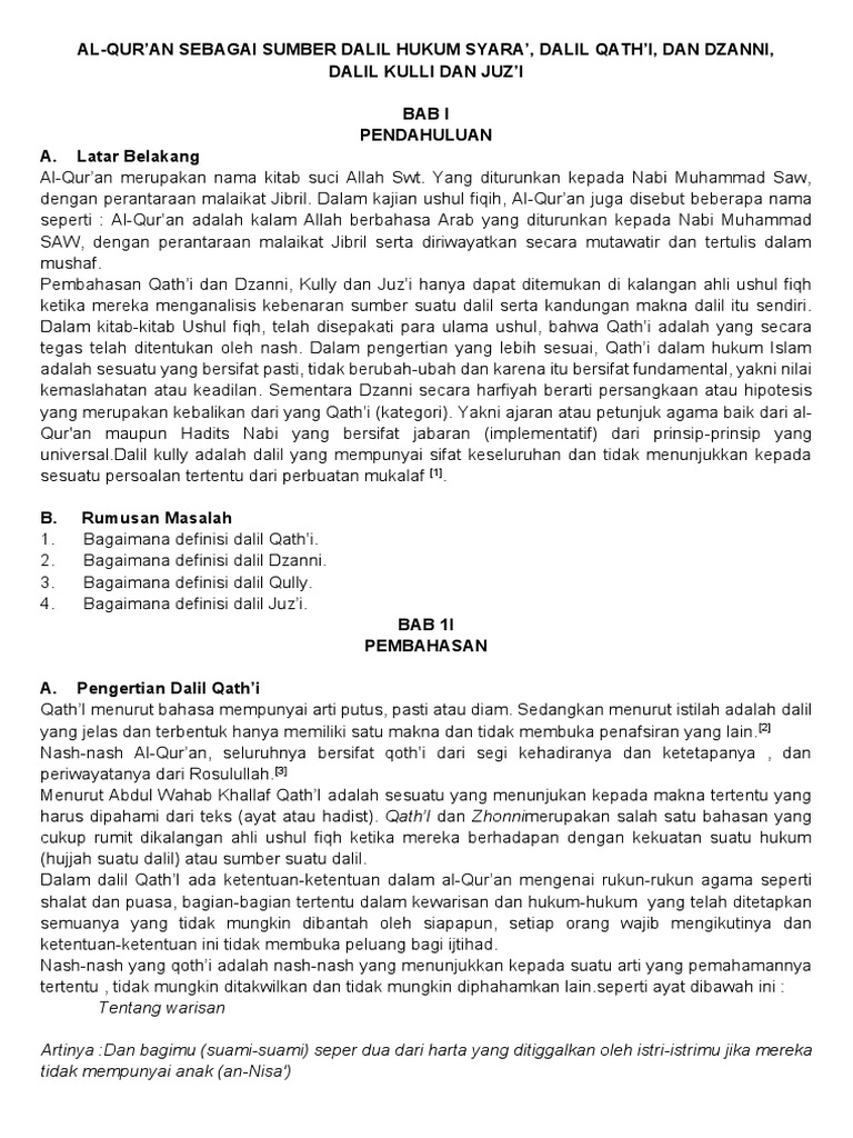 Al-Quran SBG Sumber Dan Dalil Hukum Syara' | PDF