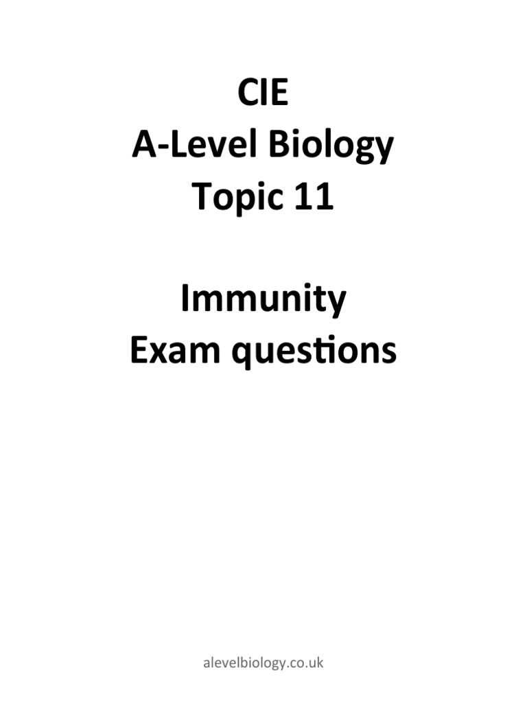 CIE A-Level Biology Topic 11 Immunity Exam Questions: Alevelbiology ...