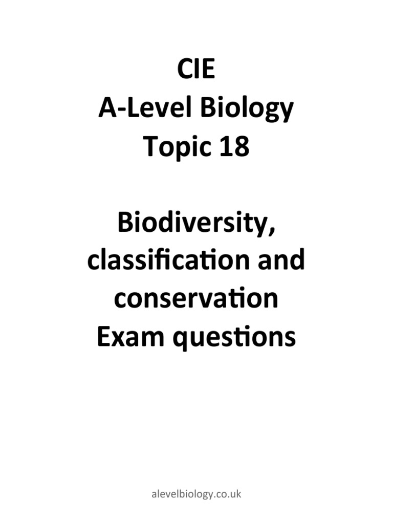 Topic 18 - Biodiversity, Classification and Conservation | PDF ...