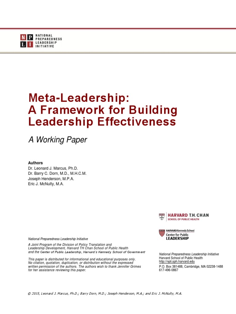 Meta-Leadership - A Framework PDF | PDF | Leadership | Psychological ...