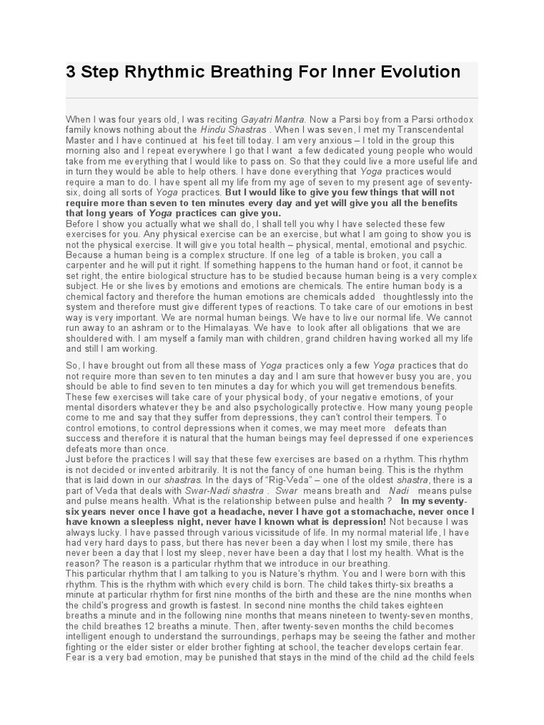 3 Step Rhythmic Breathing For Inner Evolution | PDF | Yoga Sutras Of ...