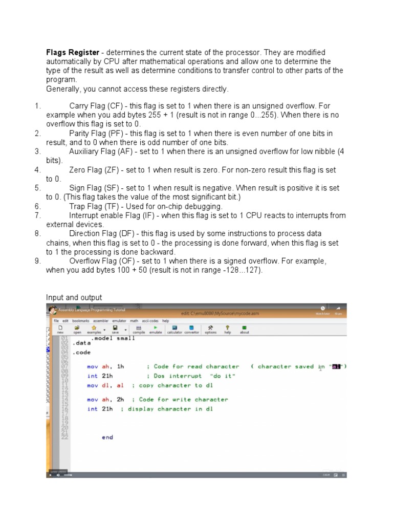 Flags Register - Determines The Current State of The Processor. They ...
