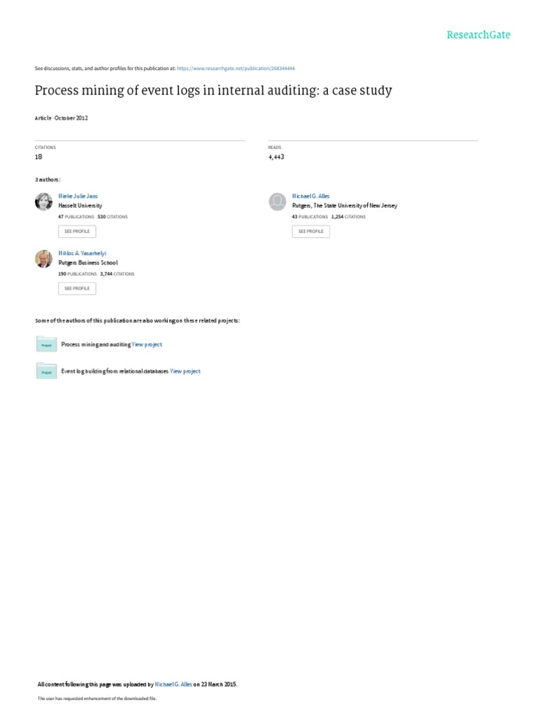 Process Mining of Event Logs in Internal Auditing | PDF | Internal ...