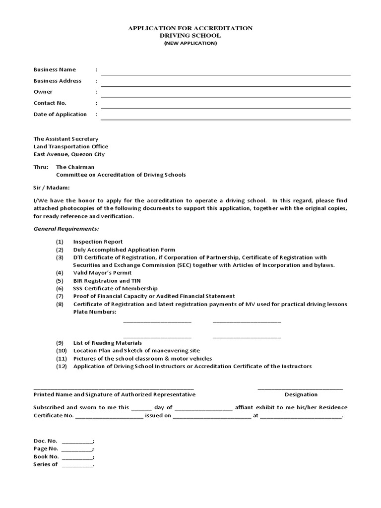 Application Accreditation Driving School | PDF | Government | Business