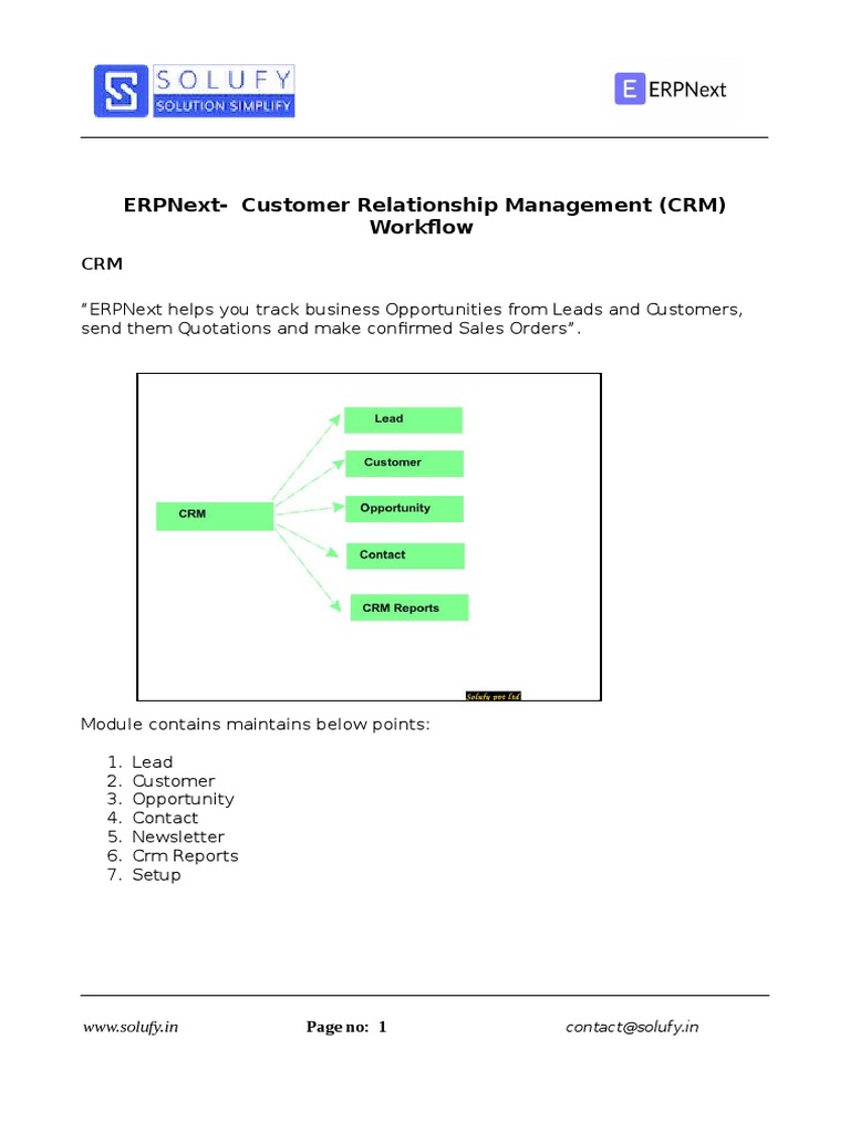 Erpnext-Customer Relationship Management (CRM) Workflow: WWW - Solufy ...