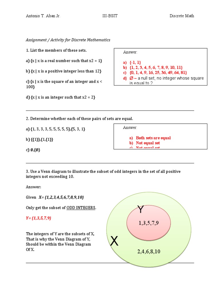 Assignment / Activity For Discrete Mathematics | PDF | Numbers | Abstract Algebra