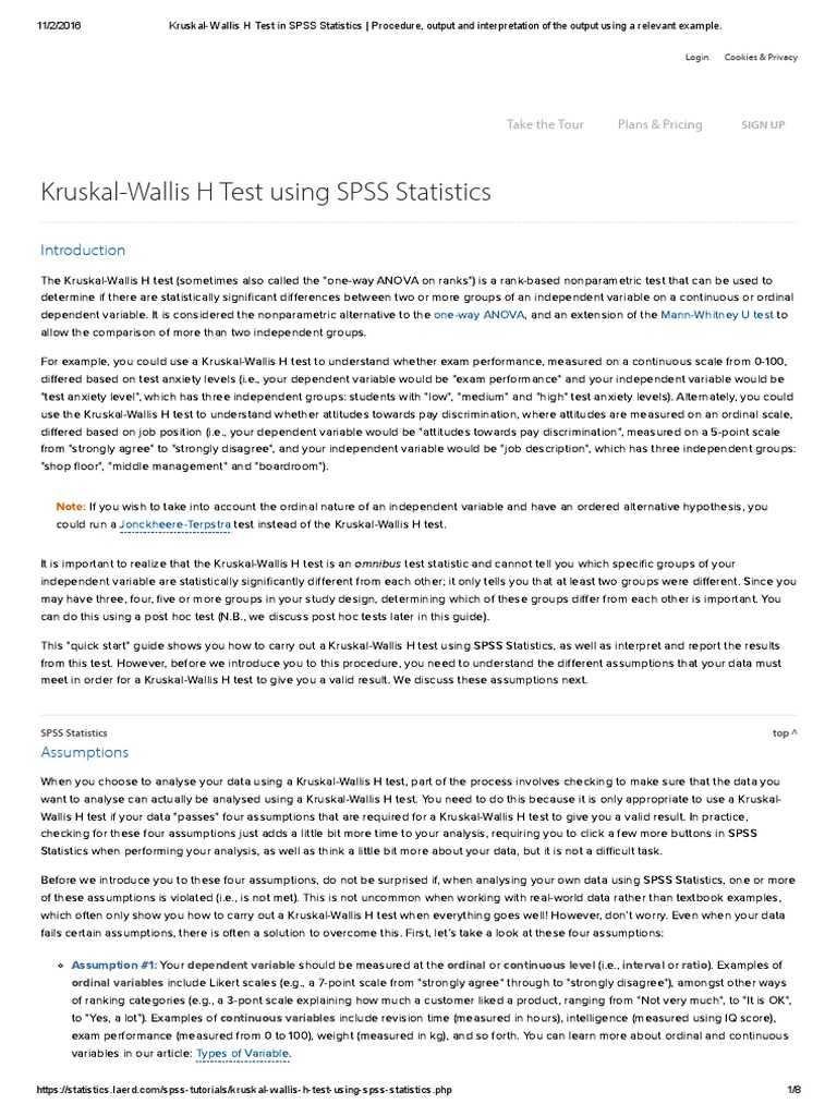 Kruskal-Wallis H Test in SPSS Statistics - Procedure, Output and ...