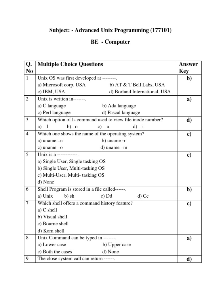 BE Computer and IT Advanced Unix Programming, Artificial Intelligence ... BE Computer and IT Advanced Unix Programming, Artificial Intelligence ...